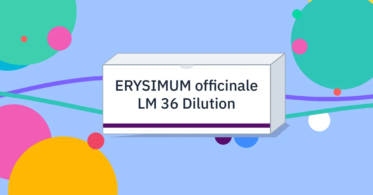 Symbolbild: Packung mit der Aufschrift ERYSIMUM officinale LM 36 Dilution (PZN 13479719) – Verfügbarkeit und Bezug in Apotheken in Frankfurt am Main