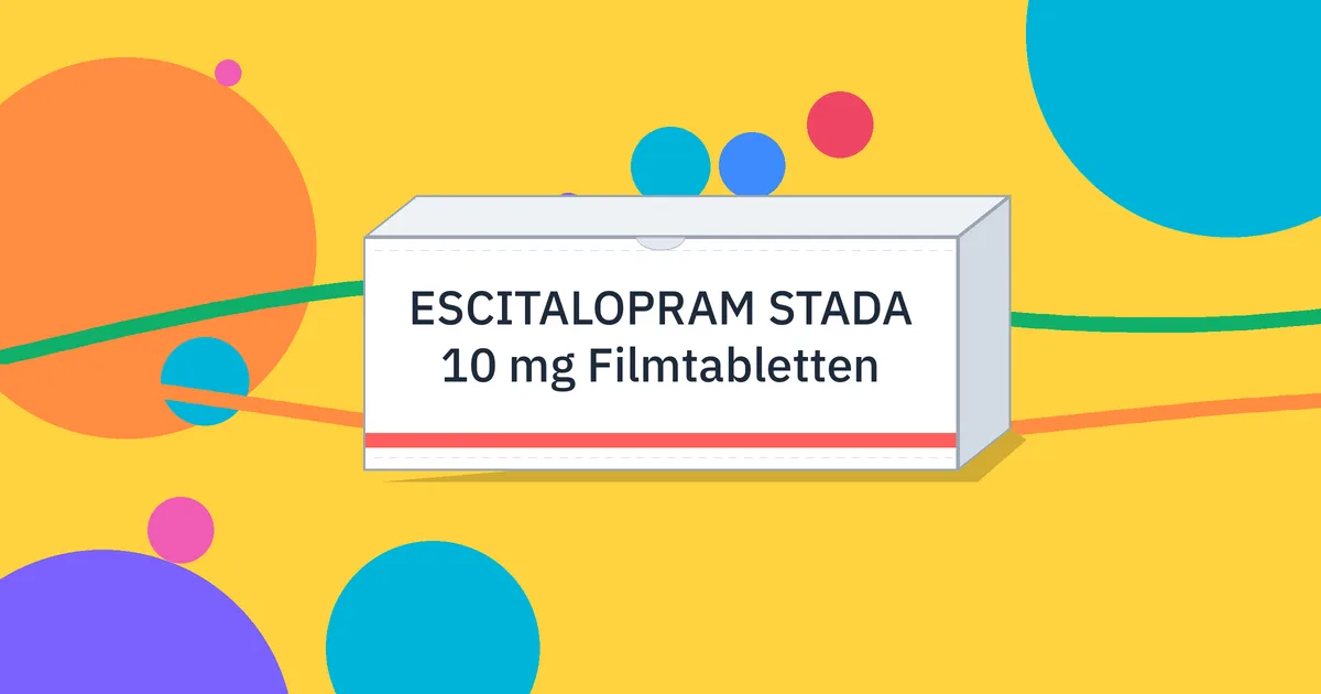 Symbolbild: Packung mit der Aufschrift ESCITALOPRAM STADA 10 mg Filmtabletten (PZN 10251246) – Verfügbarkeit und Bezug in Apotheken in Frankfurt am Main