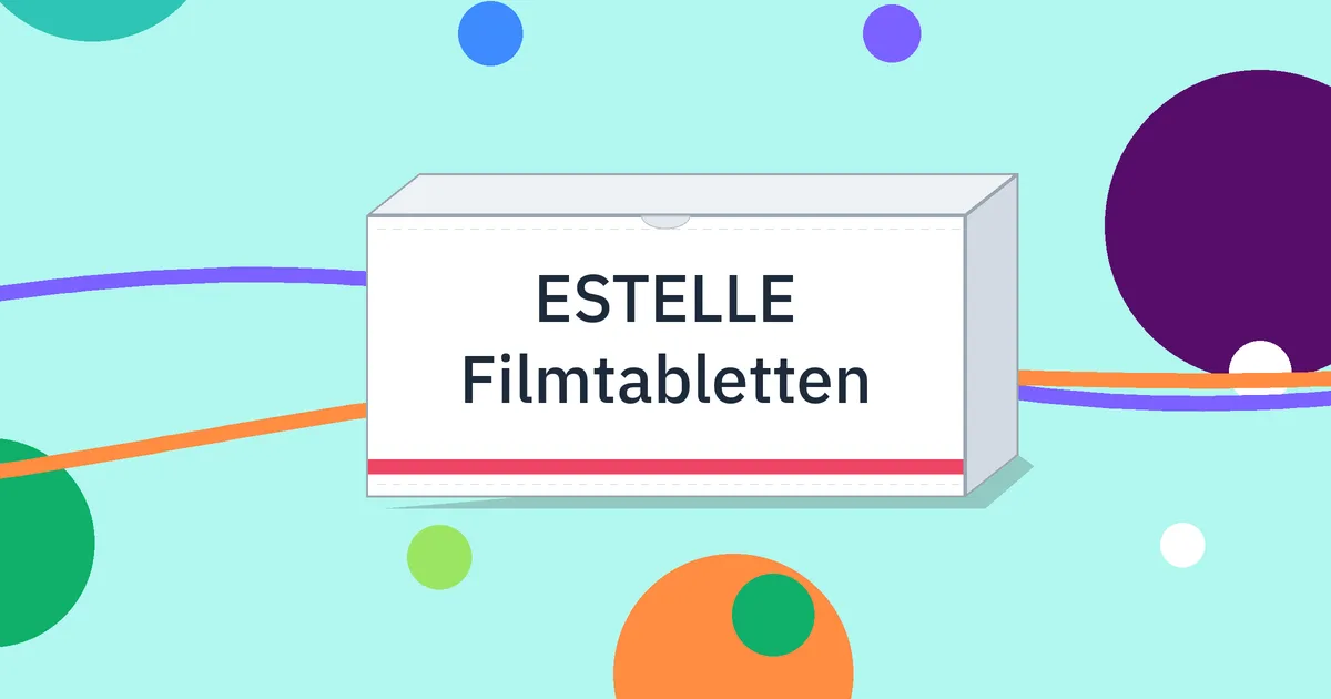 Symbolbild: Packung mit der Aufschrift ESTELLE Filmtabletten (PZN 05549788) – Verfügbarkeit und Bezug in Apotheken in Frankfurt am Main