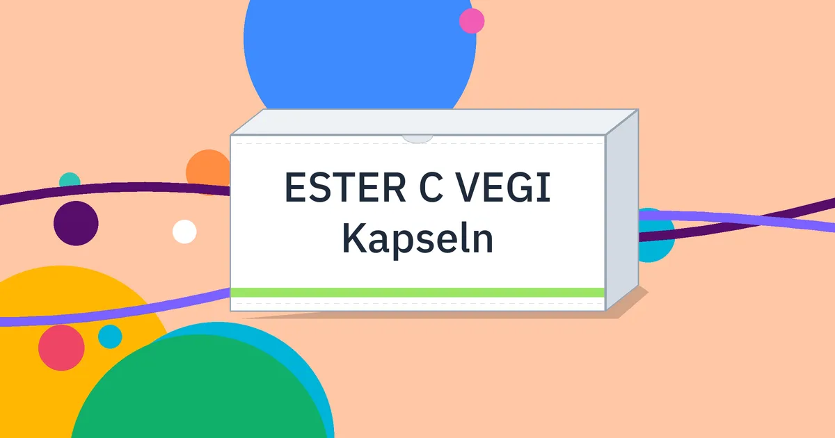 Symbolbild: Packung mit der Aufschrift ESTER C VEGI Kapseln (PZN 01421353) – Verfügbarkeit und Bezug in Apotheken in Frankfurt am Main