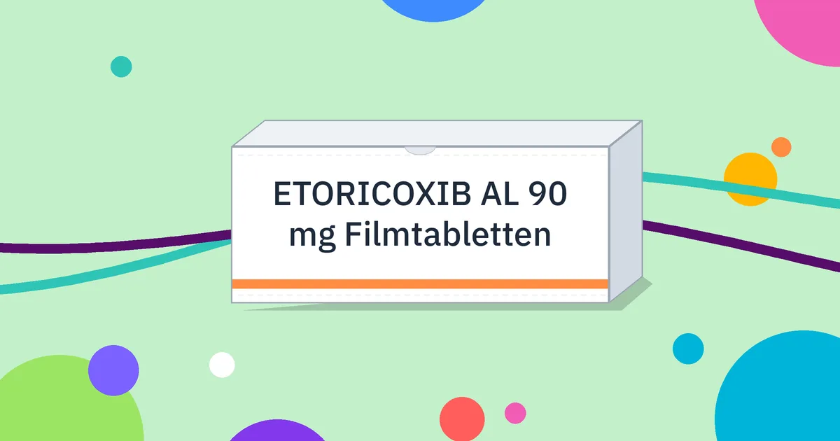 Symbolbild: Packung mit der Aufschrift ETORICOXIB AL 90 mg Filmtabletten (PZN 12464466) – Verfügbarkeit und Bezug in Apotheken in Frankfurt am Main