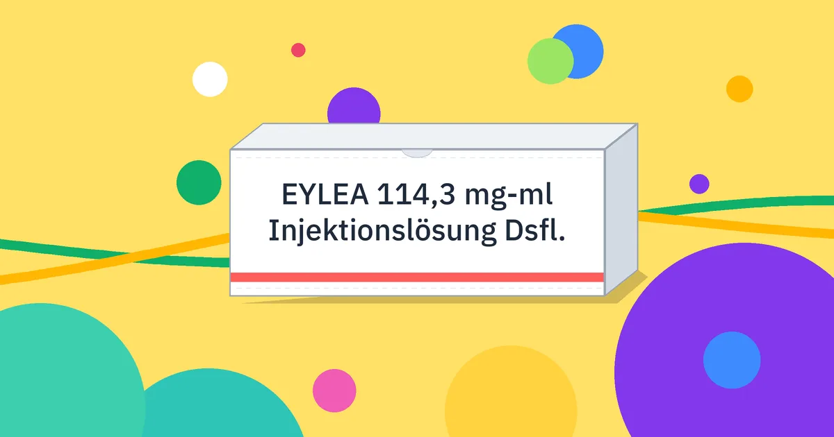 Symbolbild: Packung mit der Aufschrift EYLEA 114,3 mg-ml Injektionslösung Dsfl. (PZN 18450063) – Verfügbarkeit und Bezug in Apotheken in Frankfurt am Main