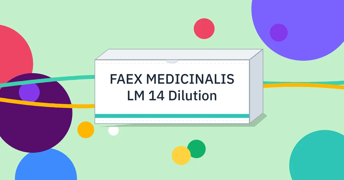 Symbolbild: Packung mit der Aufschrift FAEX MEDICINALIS LM 14 Dilution (PZN 13486056) – Verfügbarkeit und Bezug in Apotheken in Frankfurt am Main