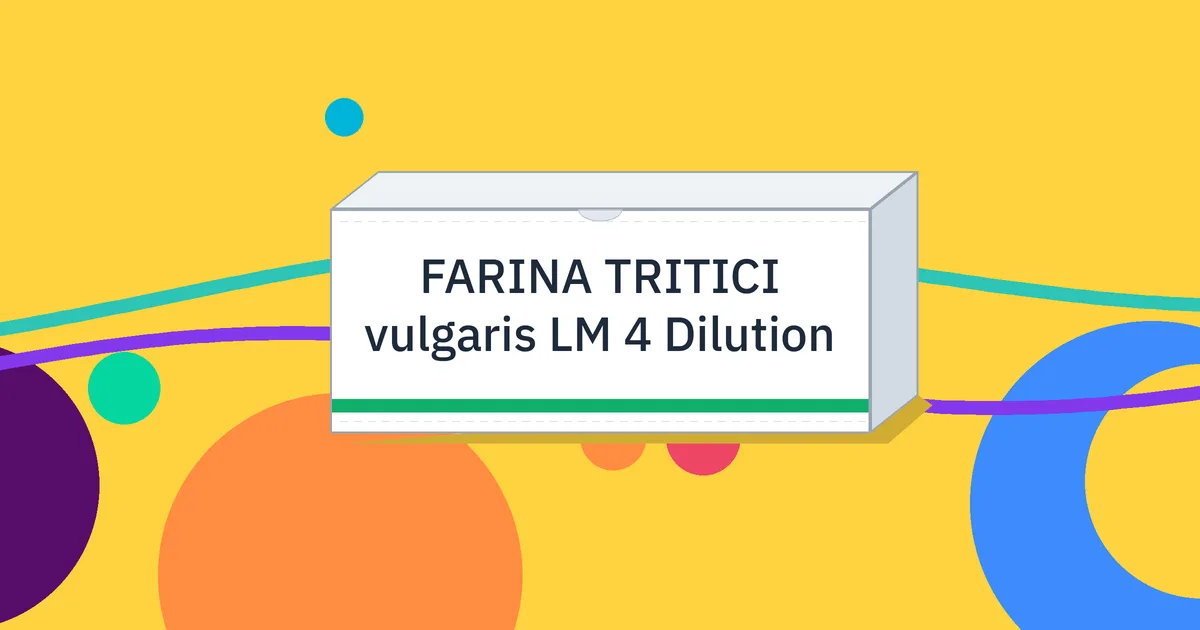 Symbolbild: Packung mit der Aufschrift FARINA TRITICI vulgaris LM 4 Dilution (PZN 13487771) – Verfügbarkeit und Bezug in Apotheken in Frankfurt am Main