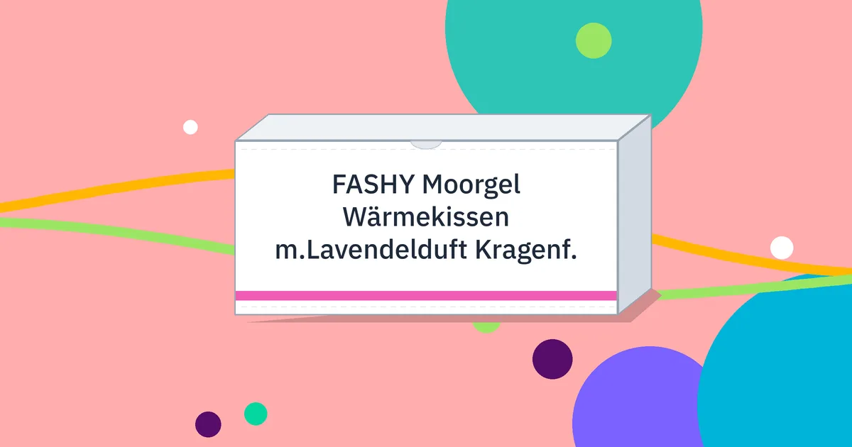 Symbolbild: Packung mit der Aufschrift FASHY Moorgel Wärmekissen m.Lavendelduft Kragenf. (PZN 11560044) – Verfügbarkeit und Bezug in Apotheken in Frankfurt am Main