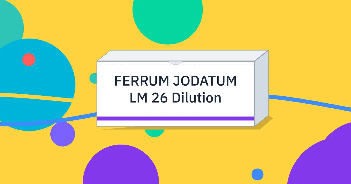 Symbolbild: Packung mit der Aufschrift FERRUM JODATUM LM 26 Dilution (PZN 12849083) – Verfügbarkeit und Bezug in Apotheken in Frankfurt am Main