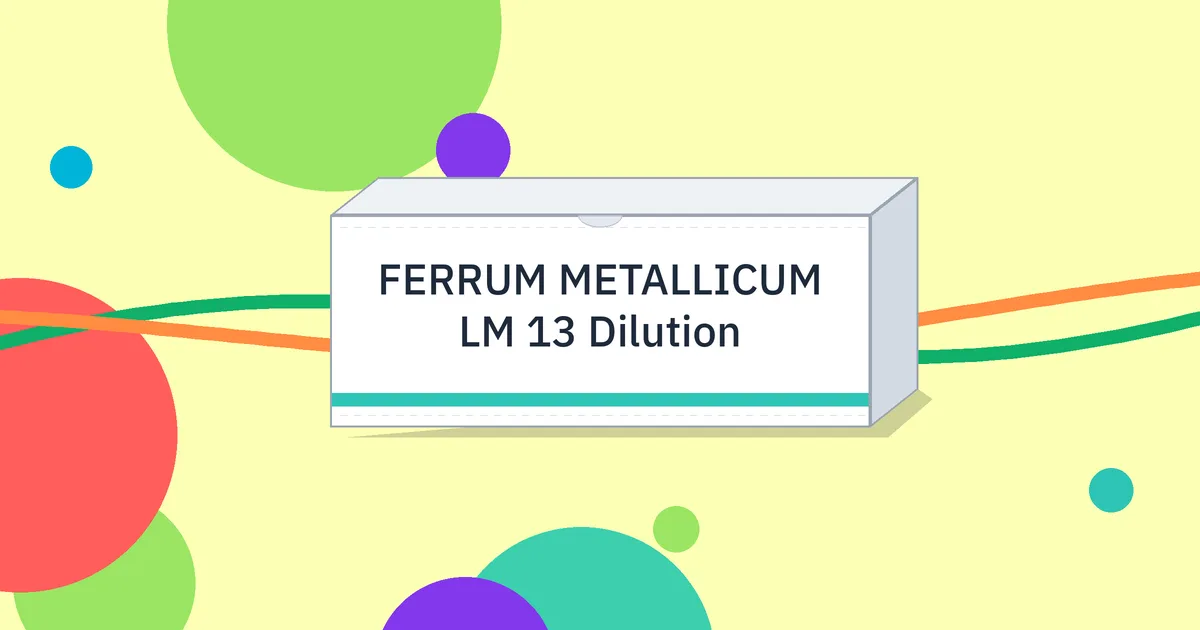 Symbolbild: Packung mit der Aufschrift FERRUM METALLICUM LM 13 Dilution (PZN 12850301) – Verfügbarkeit und Bezug in Apotheken in Frankfurt am Main