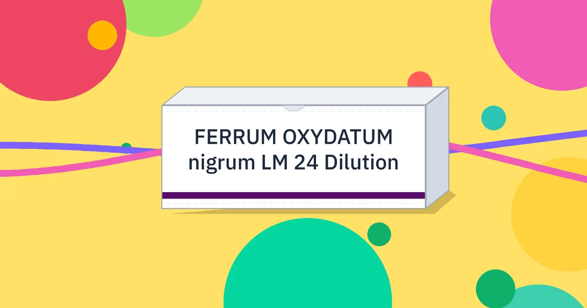 Symbolbild: Packung mit der Aufschrift FERRUM OXYDATUM nigrum LM 24 Dilution (PZN 12851335) – Verfügbarkeit und Bezug in Apotheken in Frankfurt am Main