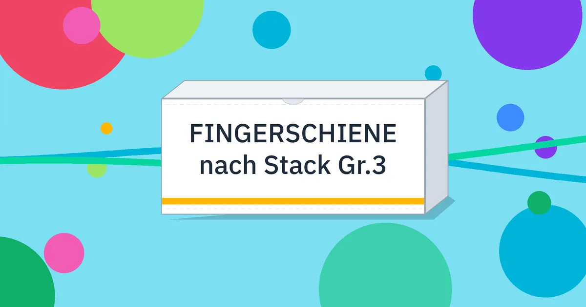 Symbolbild: Packung mit der Aufschrift FINGERSCHIENE nach Stack Gr.3 (PZN 00895161) – Verfügbarkeit und Bezug in Apotheken in Frankfurt am Main