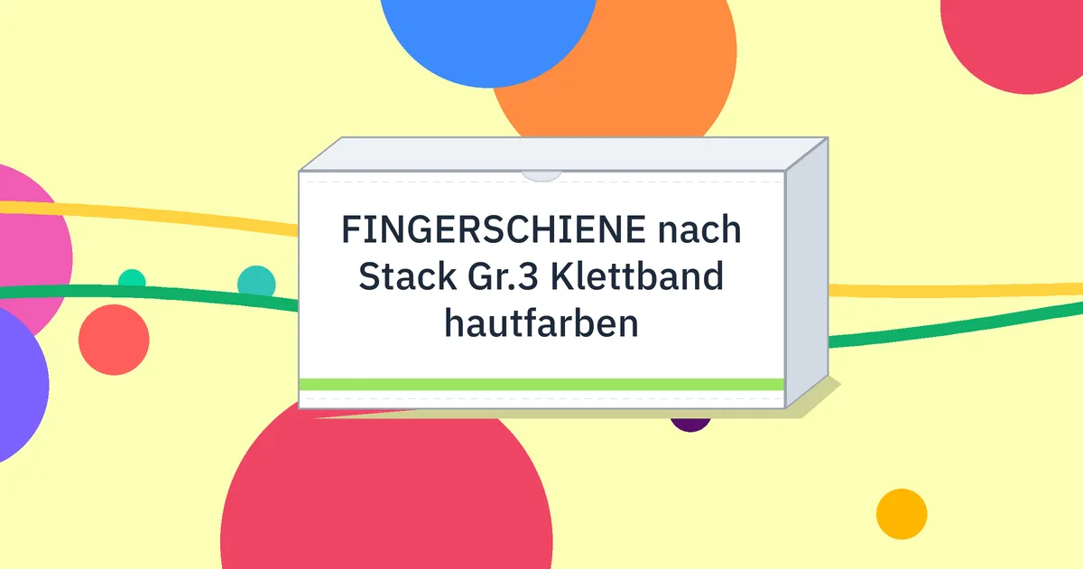 Symbolbild: Packung mit der Aufschrift FINGERSCHIENE nach Stack Gr.3 Klettband hautfarben (PZN 10213903) – Verfügbarkeit und Bezug in Apotheken in Frankfurt am Main