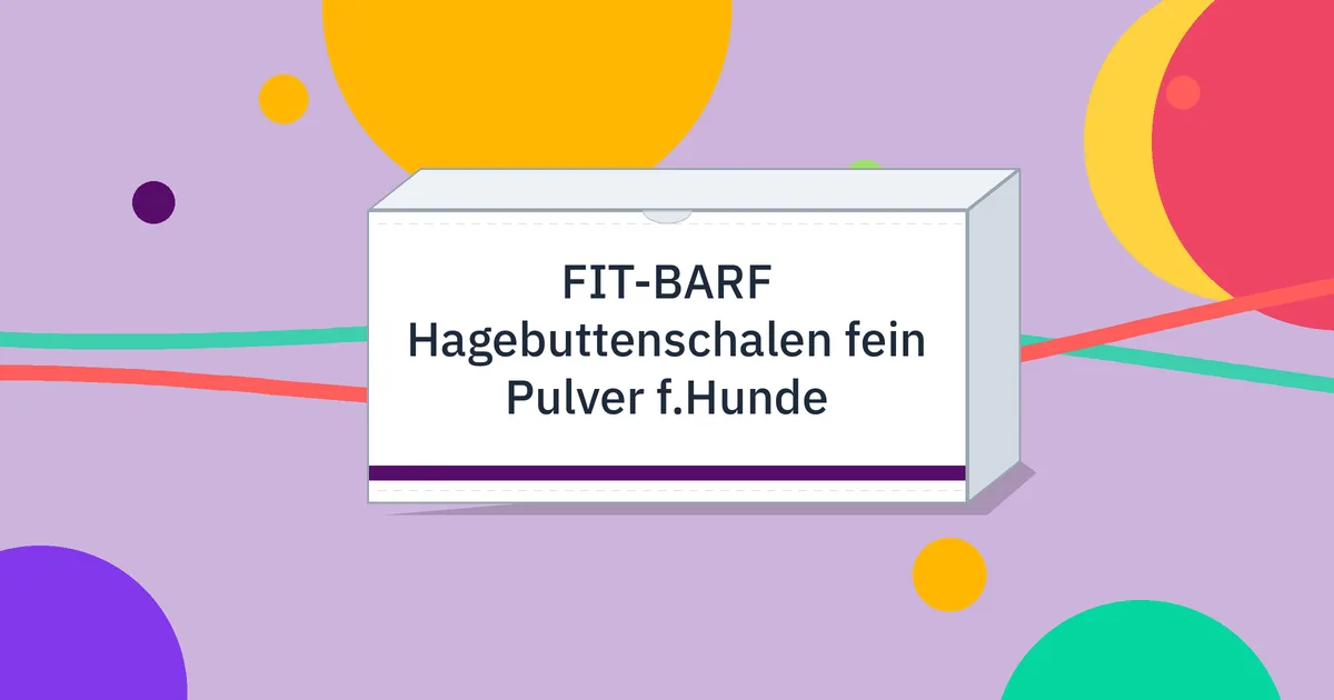 Symbolbild: Packung mit der Aufschrift FIT-BARF Hagebuttenschalen fein Pulver f.Hunde (PZN 12475352) – Verfügbarkeit und Bezug in Apotheken in Frankfurt am Main