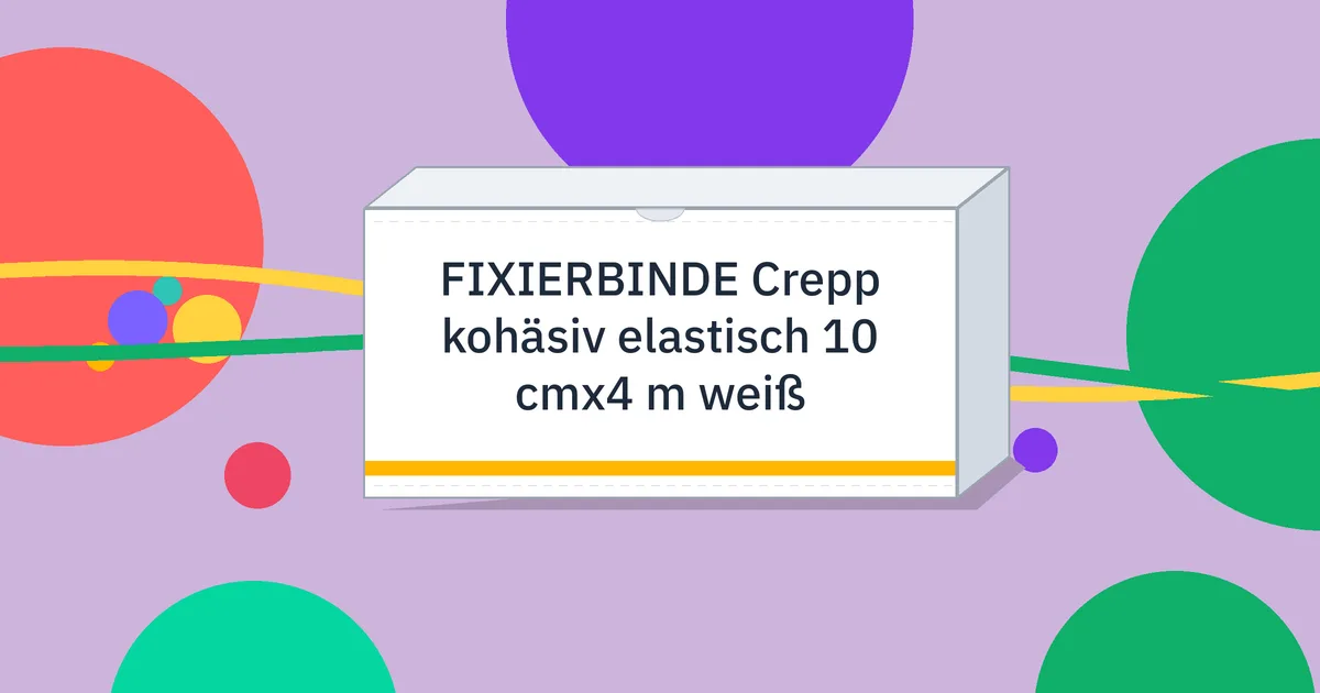 Symbolbild: Packung mit der Aufschrift FIXIERBINDE Crepp kohäsiv elastisch 10 cmx4 m weiß (PZN 04794681) – Verfügbarkeit und Bezug in Apotheken in Frankfurt am Main