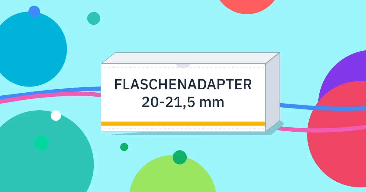 Symbolbild: Packung mit der Aufschrift FLASCHENADAPTER 20-21,5 mm (PZN 13230397) – Verfügbarkeit und Bezug in Apotheken in Frankfurt am Main