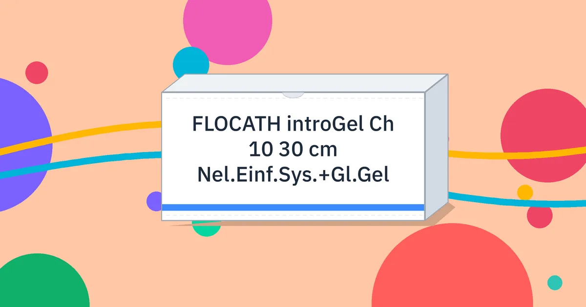 Symbolbild: Packung mit der Aufschrift FLOCATH introGel Ch 10 30 cm Nel.Einf.Sys.+Gl.Gel (PZN 05018832) – Verfügbarkeit und Bezug in Apotheken in Frankfurt am Main