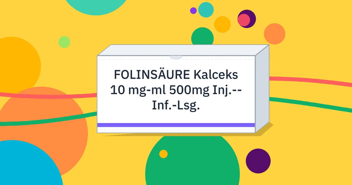 Symbolbild: Packung mit der Aufschrift FOLINSÄURE Kalceks 10 mg-ml 500mg Inj.--Inf.-Lsg. (PZN 19205590) – Verfügbarkeit und Bezug in Apotheken in Frankfurt am Main
