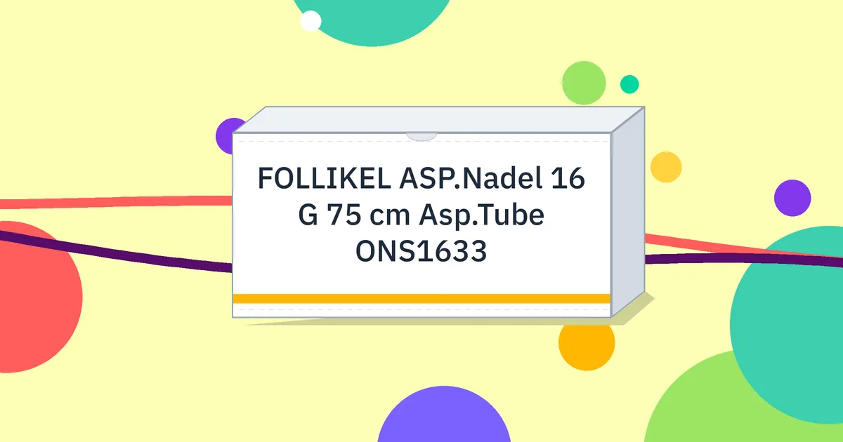 Symbolbild: Packung mit der Aufschrift FOLLIKEL ASP.Nadel 16 G 75 cm Asp.Tube ONS1633 (PZN 19055127) – Verfügbarkeit und Bezug in Apotheken in Frankfurt am Main
