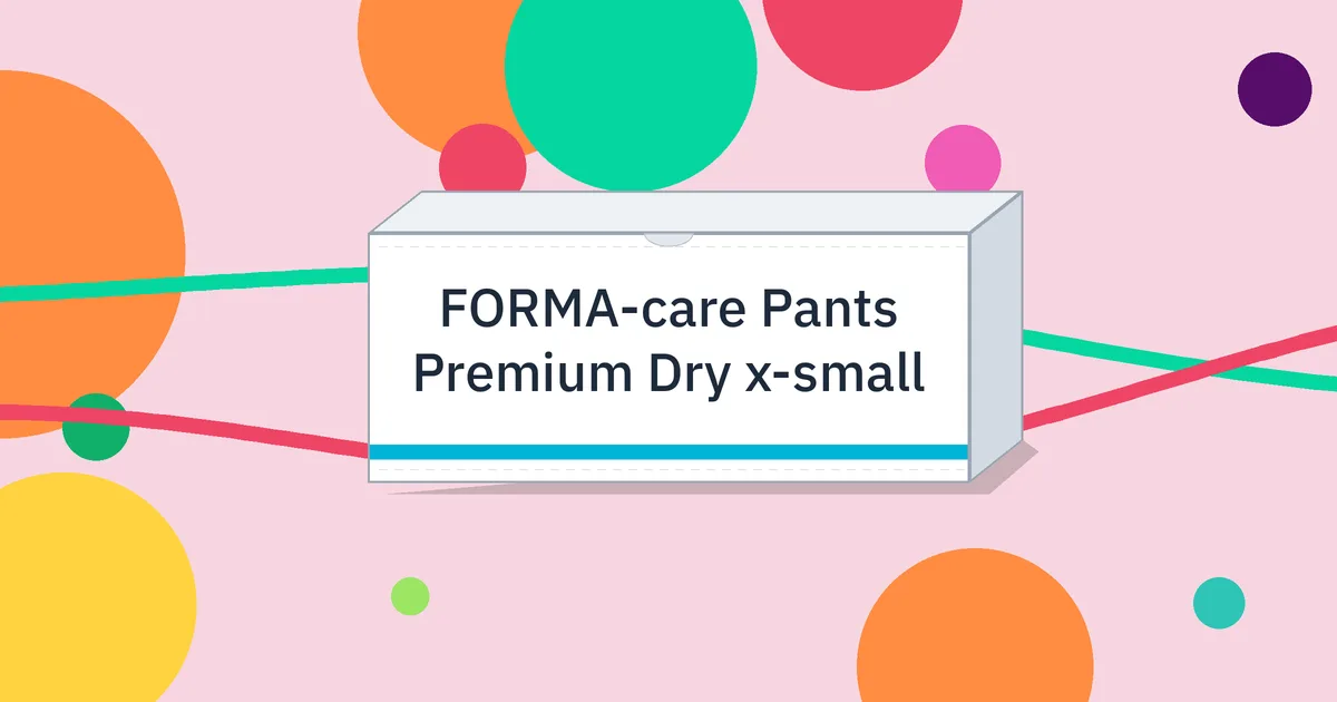 Symbolbild: Packung mit der Aufschrift FORMA-care Pants Premium Dry x-small (PZN 18840769) – Verfügbarkeit und Bezug in Apotheken in Frankfurt am Main