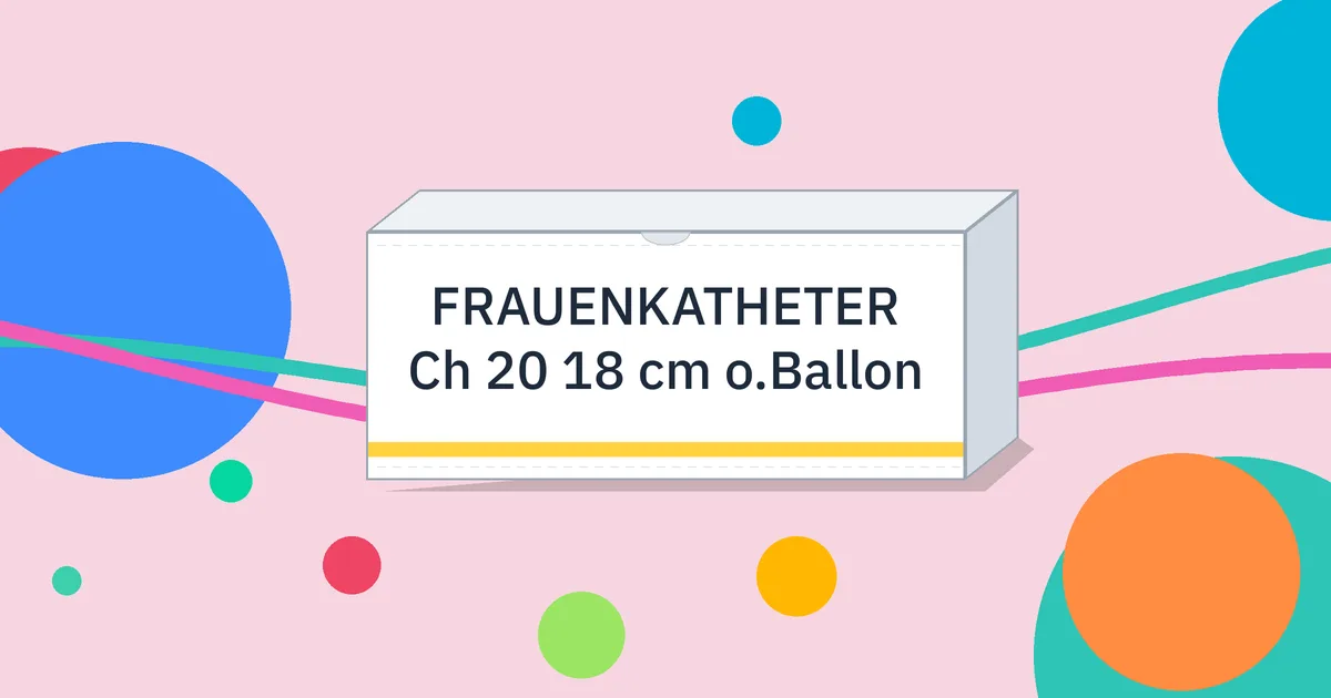Symbolbild: Packung mit der Aufschrift FRAUENKATHETER Ch 20 18 cm o.Ballon (PZN 09092127) – Verfügbarkeit und Bezug in Apotheken in Frankfurt am Main
