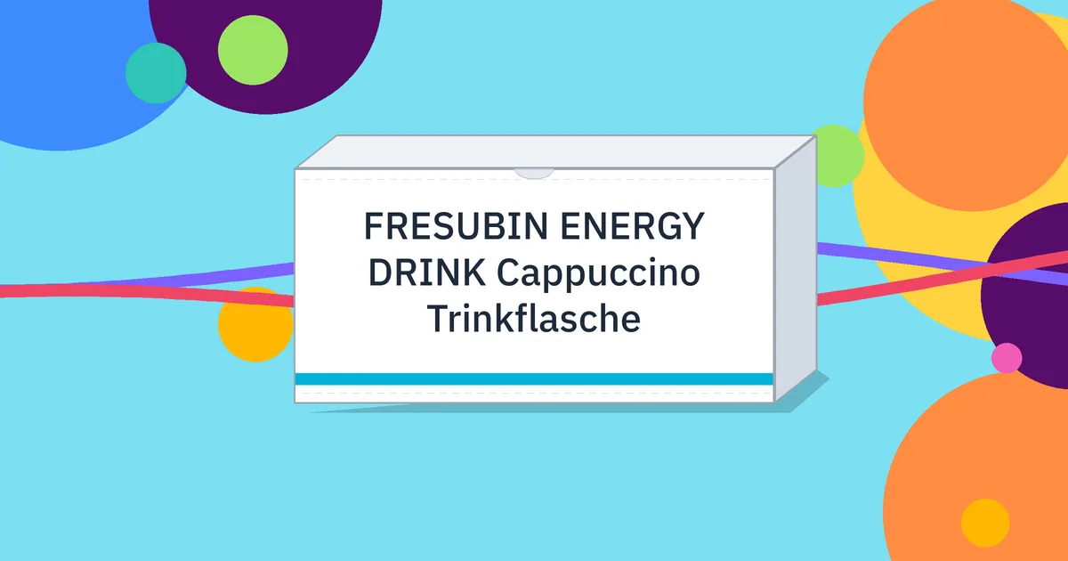 Symbolbild: Packung mit der Aufschrift FRESUBIN ENERGY DRINK Cappuccino Trinkflasche (PZN 19791501) – Verfügbarkeit und Bezug in Apotheken in Frankfurt am Main