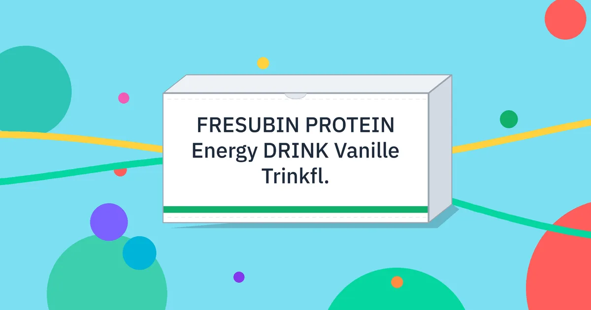 Symbolbild: Packung mit der Aufschrift FRESUBIN PROTEIN Energy DRINK Vanille Trinkfl. (PZN 00987638) – Verfügbarkeit und Bezug in Apotheken in Frankfurt am Main