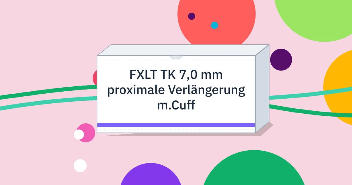 Symbolbild: Packung mit der Aufschrift FXLT TK 7,0 mm proximale Verlängerung m.Cuff (PZN 20406023) – Verfügbarkeit und Bezug in Apotheken in Frankfurt am Main