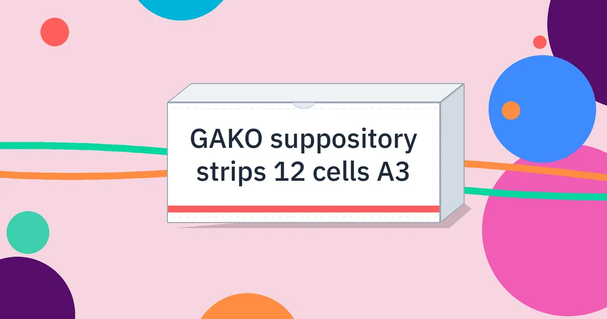 Symbolbild: Packung mit der Aufschrift GAKO suppository strips 12 cells A3 (PZN 18295846) – Verfügbarkeit und Bezug in Apotheken in Frankfurt am Main