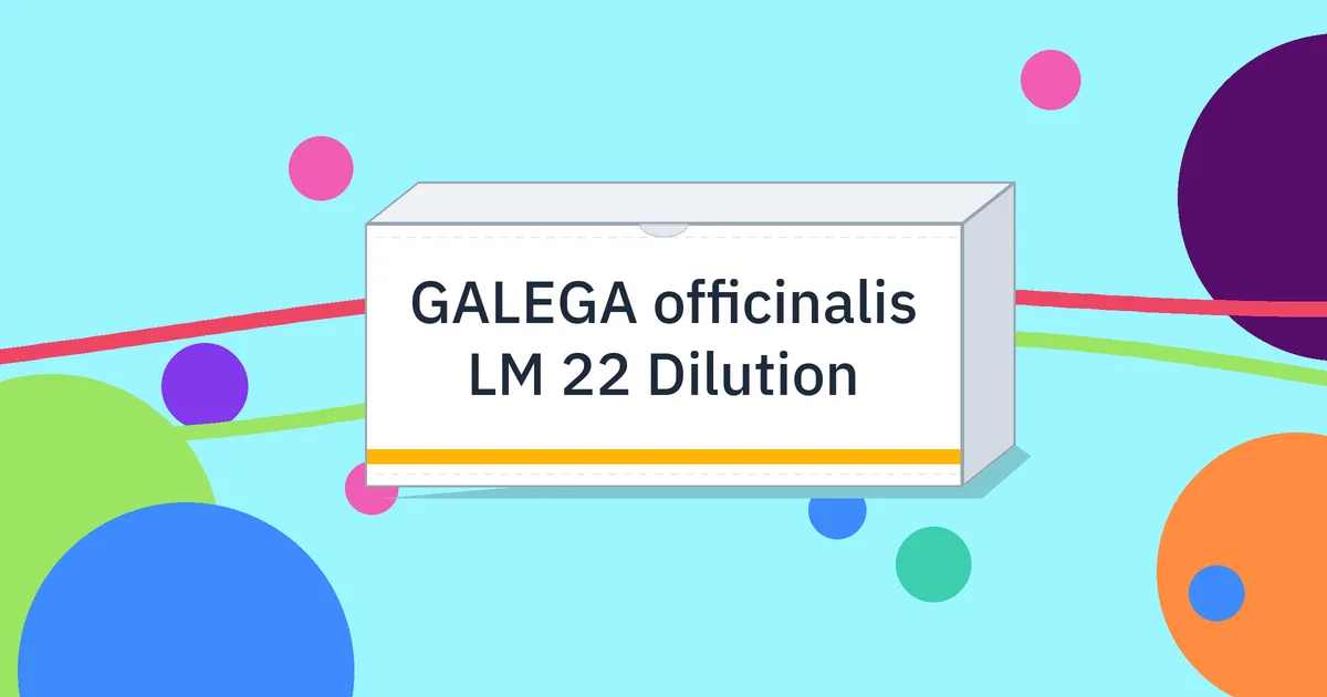 Symbolbild: Packung mit der Aufschrift GALEGA officinalis LM 22 Dilution (PZN 13495871) – Verfügbarkeit und Bezug in Apotheken in Frankfurt am Main