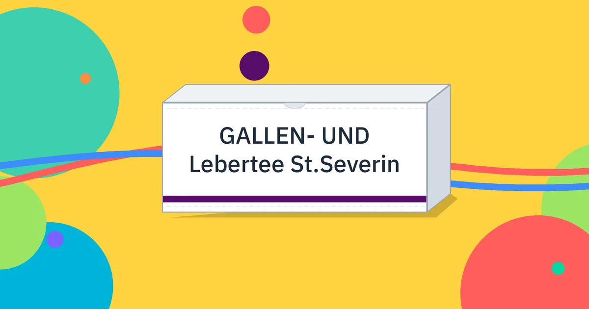 Symbolbild: Packung mit der Aufschrift GALLEN- UND Lebertee St.Severin (PZN 18263125) – Verfügbarkeit und Bezug in Apotheken in Frankfurt am Main