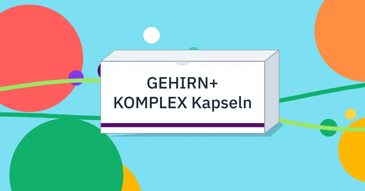 Symbolbild: Packung mit der Aufschrift GEHIRN+ KOMPLEX Kapseln (PZN 19307209) – Verfügbarkeit und Bezug in Apotheken in Frankfurt am Main