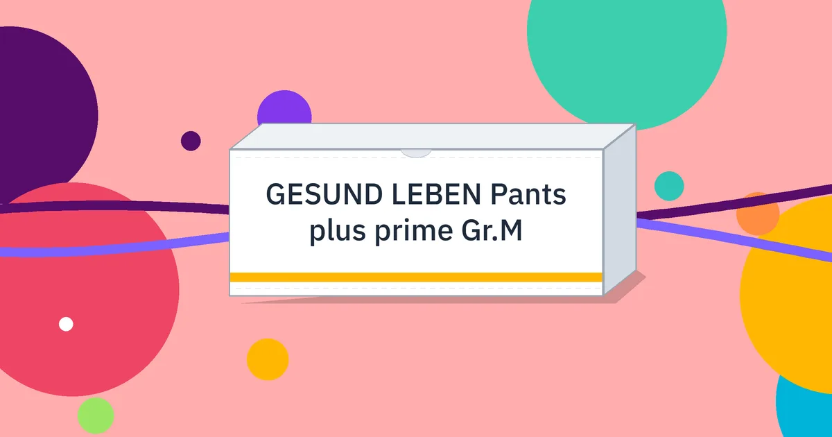 Symbolbild: Packung mit der Aufschrift GESUND LEBEN Pants plus prime Gr.M (PZN 04962196) – Verfügbarkeit und Bezug in Apotheken in Frankfurt am Main