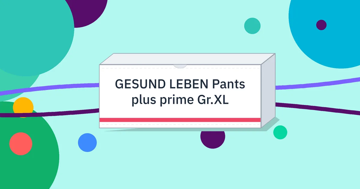 Symbolbild: Packung mit der Aufschrift GESUND LEBEN Pants plus prime Gr.XL (PZN 12638156) – Verfügbarkeit und Bezug in Apotheken in Frankfurt am Main