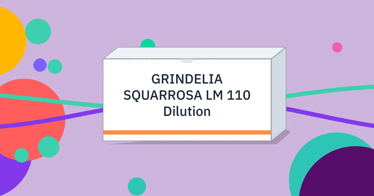 Symbolbild: Packung mit der Aufschrift GRINDELIA SQUARROSA LM 110 Dilution (PZN 13547763) – Verfügbarkeit und Bezug in Apotheken in Frankfurt am Main
