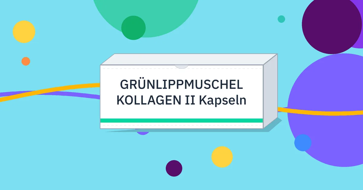 Symbolbild: Packung mit der Aufschrift GRÜNLIPPMUSCHEL KOLLAGEN II Kapseln (PZN 13754019) – Verfügbarkeit und Bezug in Apotheken in Frankfurt am Main