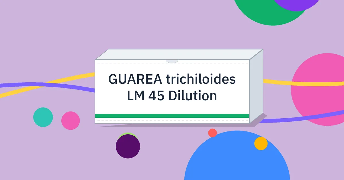 Symbolbild: Packung mit der Aufschrift GUAREA trichiloides LM 45 Dilution (PZN 13548656) – Verfügbarkeit und Bezug in Apotheken in Frankfurt am Main