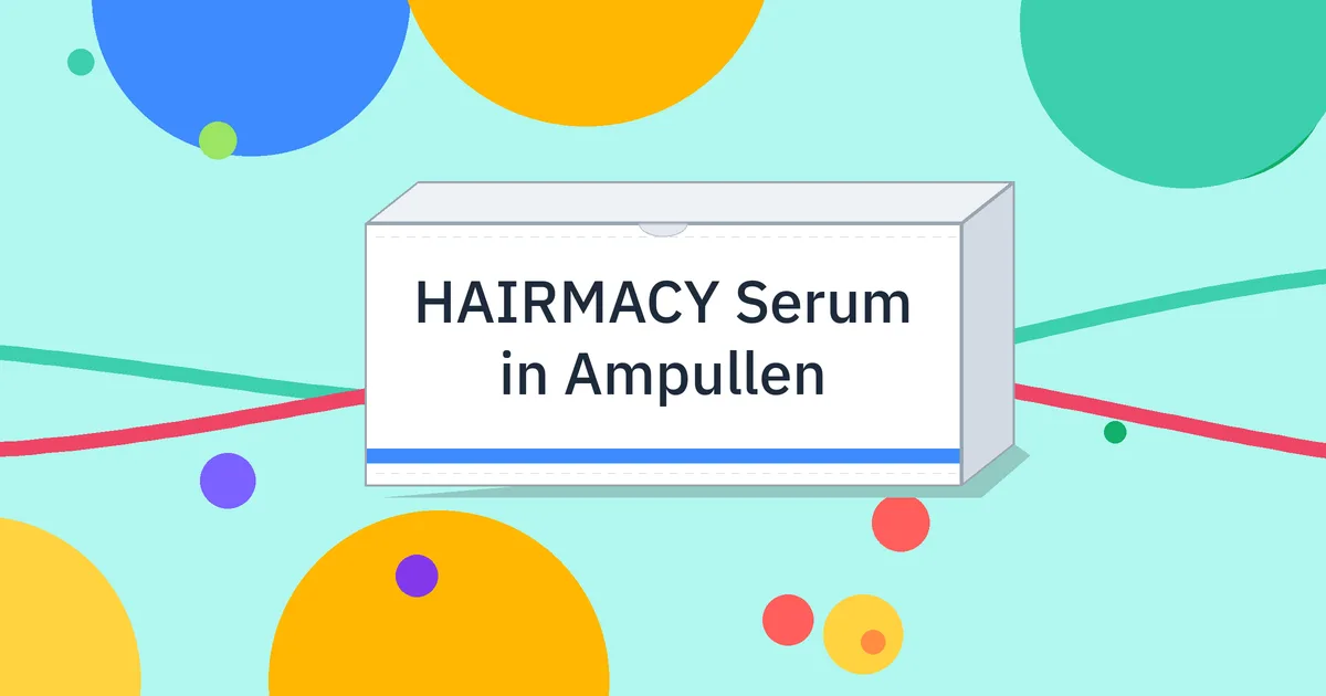Symbolbild: Packung mit der Aufschrift HAIRMACY Serum in Ampullen (PZN 20082520) – Verfügbarkeit und Bezug in Apotheken in Frankfurt am Main