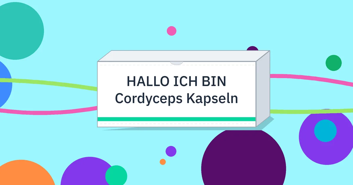 Symbolbild: Packung mit der Aufschrift HALLO ICH BIN Cordyceps Kapseln (PZN 14320932) – Verfügbarkeit und Bezug in Apotheken in Frankfurt am Main