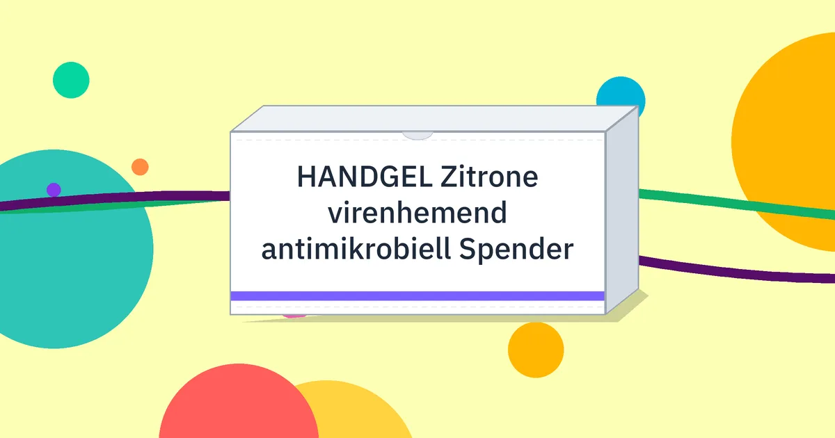 Symbolbild: Packung mit der Aufschrift HANDGEL Zitrone virenhemend antimikrobiell Spender (PZN 15633573) – Verfügbarkeit und Bezug in Apotheken in Frankfurt am Main