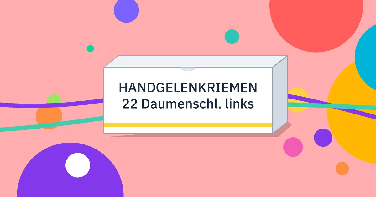 Symbolbild: Packung mit der Aufschrift HANDGELENKRIEMEN 22 Daumenschl. links (PZN 02388072) – Verfügbarkeit und Bezug in Apotheken in Frankfurt am Main