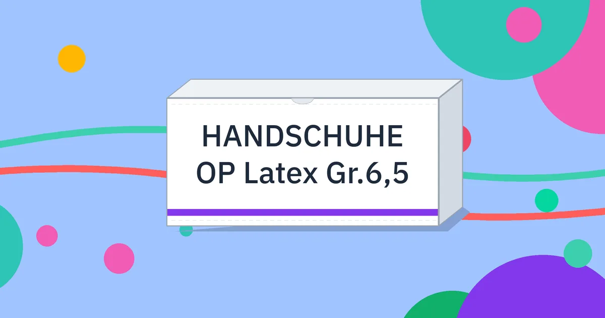 Symbolbild: Packung mit der Aufschrift HANDSCHUHE OP Latex Gr.6,5 (PZN 01727804) – Verfügbarkeit und Bezug in Apotheken in Frankfurt am Main