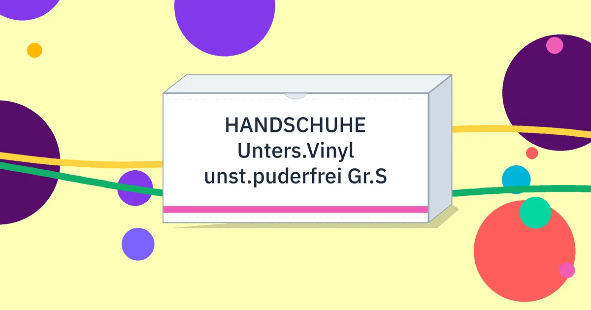 Symbolbild: Packung mit der Aufschrift HANDSCHUHE Unters.Vinyl unst.puderfrei Gr.S (PZN 04980194) – Verfügbarkeit und Bezug in Apotheken in Frankfurt am Main