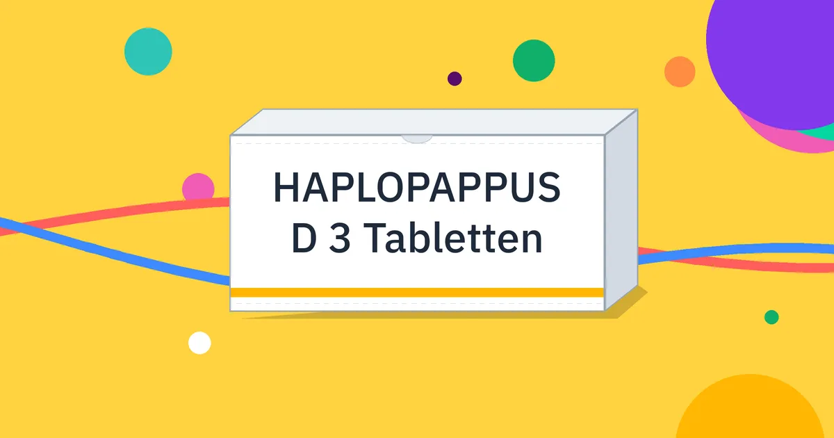 Symbolbild: Packung mit der Aufschrift HAPLOPAPPUS D 3 Tabletten (PZN 02924139) – Verfügbarkeit und Bezug in Apotheken in Frankfurt am Main