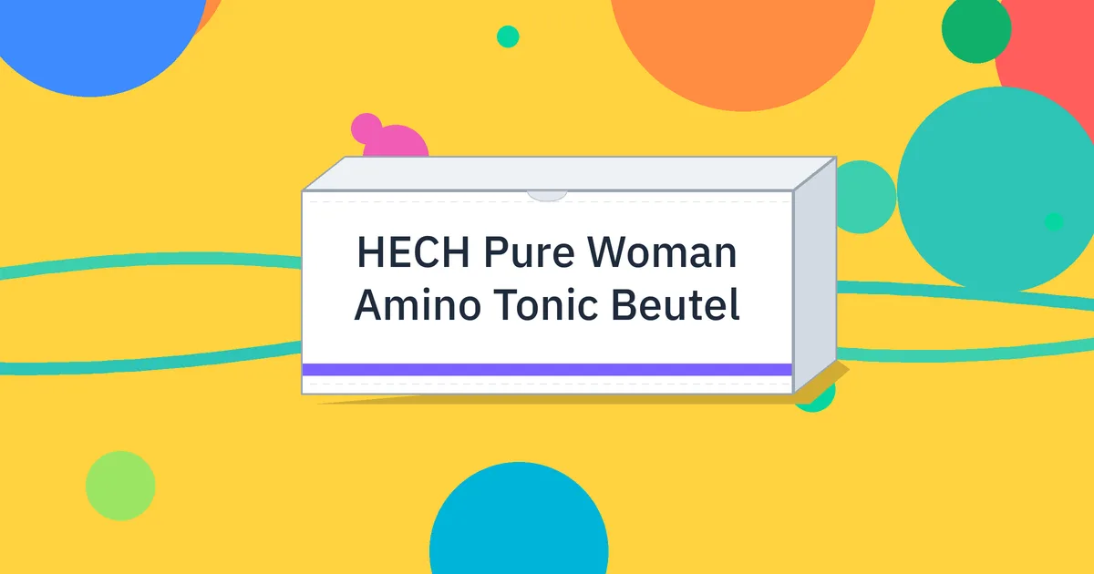 Symbolbild: Packung mit der Aufschrift HECH Pure Woman Amino Tonic Beutel (PZN 14237711) – Verfügbarkeit und Bezug in Apotheken in Frankfurt am Main