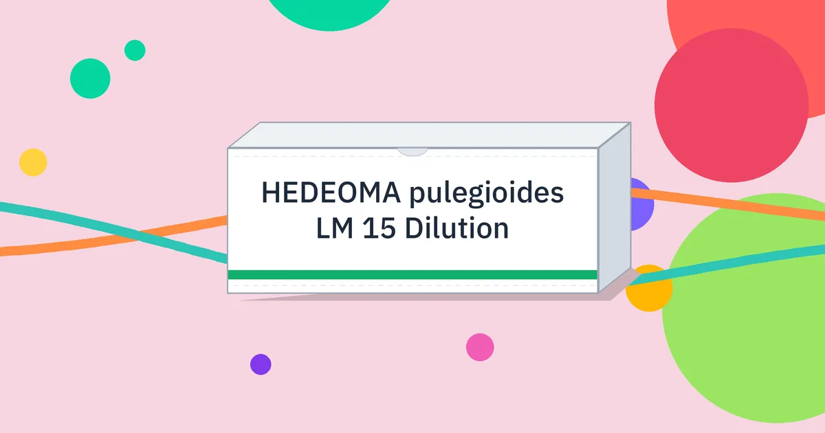 Symbolbild: Packung mit der Aufschrift HEDEOMA pulegioides LM 15 Dilution (PZN 13551196) – Verfügbarkeit und Bezug in Apotheken in Frankfurt am Main