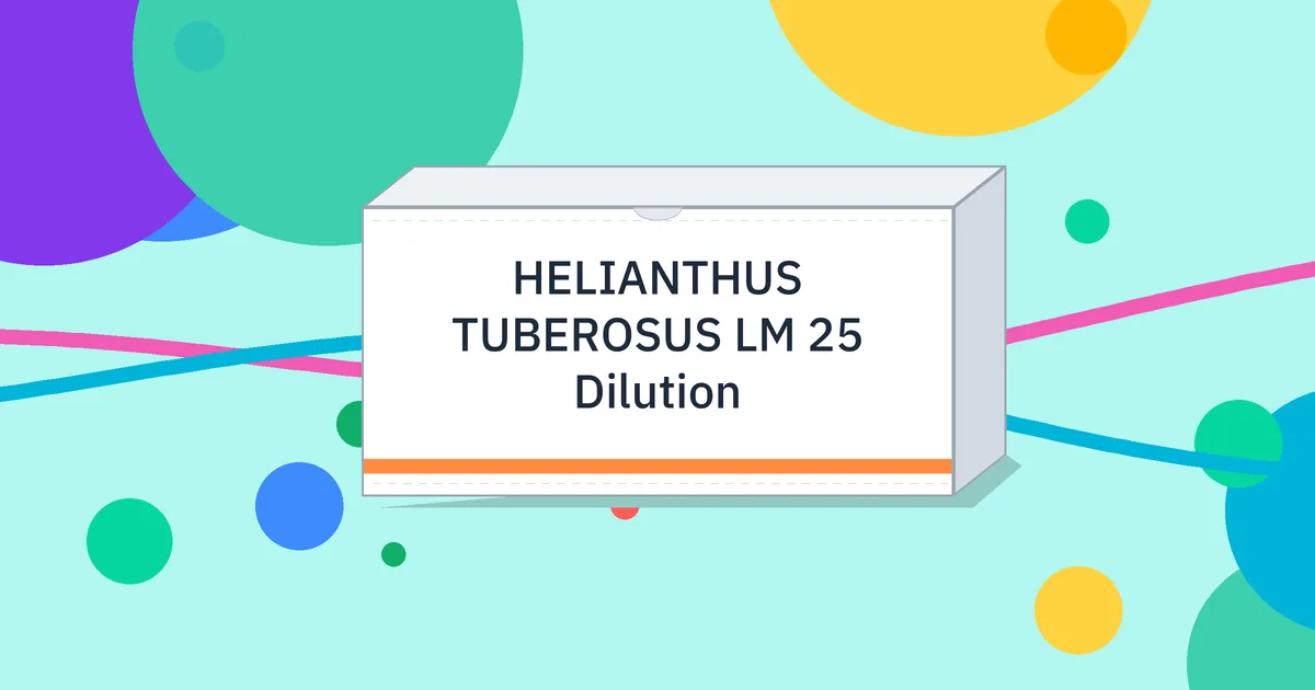 Symbolbild: Packung mit der Aufschrift HELIANTHUS TUBEROSUS LM 25 Dilution (PZN 13551782) – Verfügbarkeit und Bezug in Apotheken in Frankfurt am Main