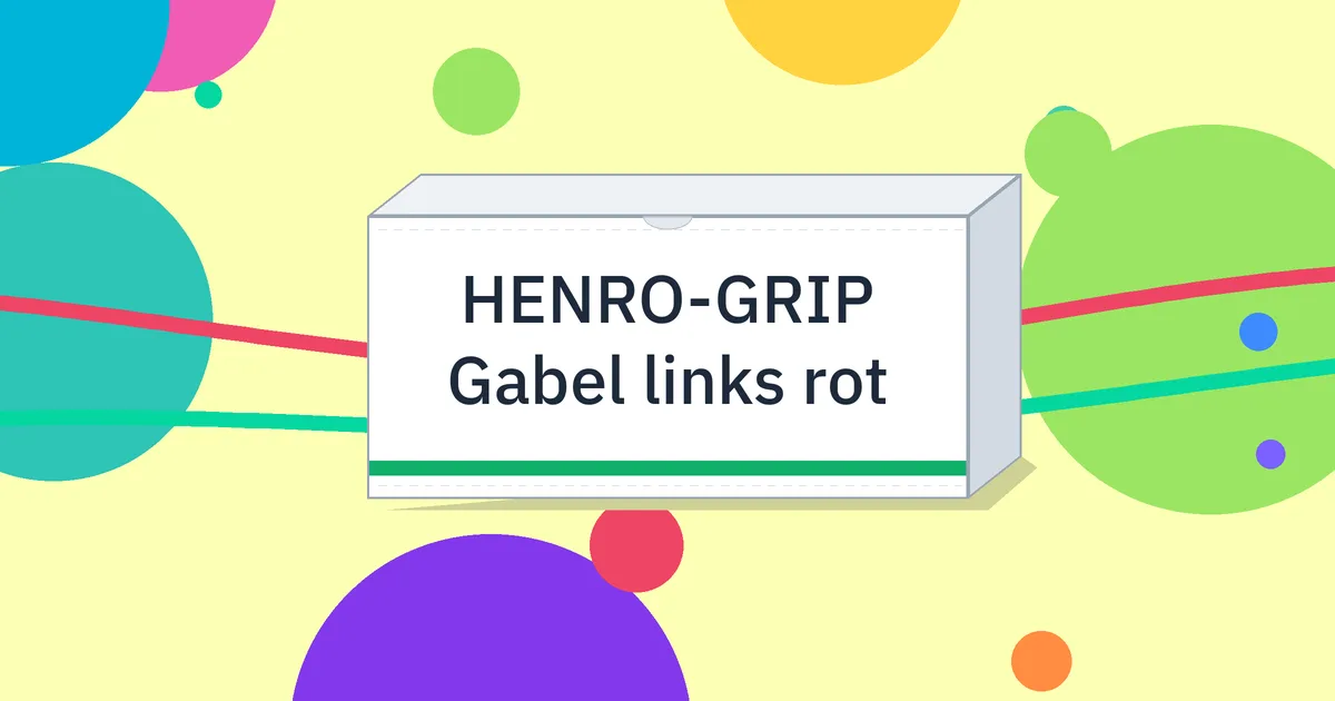 Symbolbild: Packung mit der Aufschrift HENRO-GRIP Gabel links rot (PZN 14300214) – Verfügbarkeit und Bezug in Apotheken in Frankfurt am Main