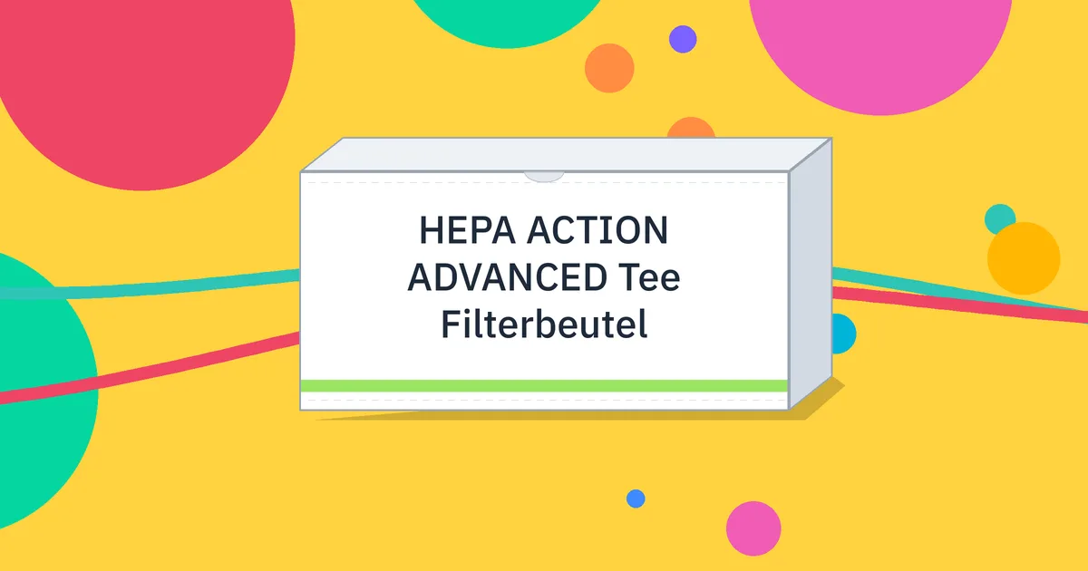 Symbolbild: Packung mit der Aufschrift HEPA ACTION ADVANCED Tee Filterbeutel (PZN 20366832) – Verfügbarkeit und Bezug in Apotheken in Frankfurt am Main