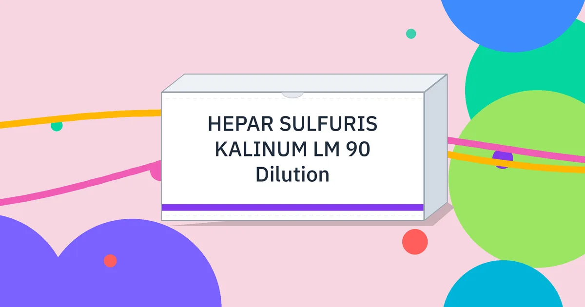 Symbolbild: Packung mit der Aufschrift HEPAR SULFURIS KALINUM LM 90 Dilution (PZN 12888166) – Verfügbarkeit und Bezug in Apotheken in Frankfurt am Main