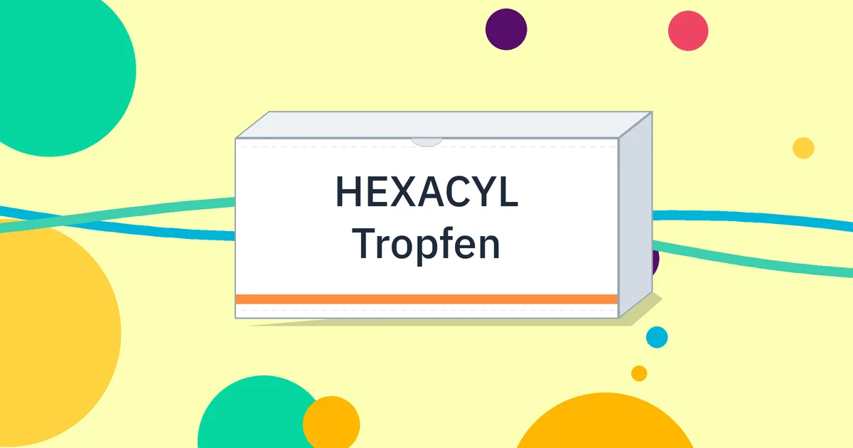 Symbolbild: Packung mit der Aufschrift HEXACYL Tropfen (PZN 00388837) – Verfügbarkeit und Bezug in Apotheken in Frankfurt am Main