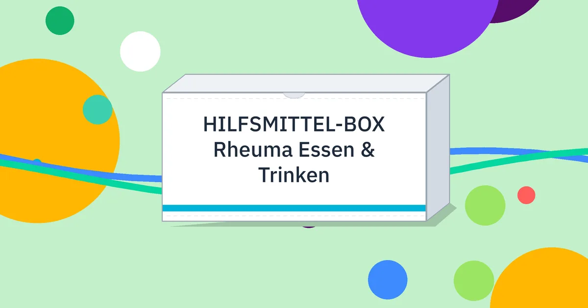 Symbolbild: Packung mit der Aufschrift HILFSMITTEL-BOX Rheuma Essen & Trinken (PZN 15385129) – Verfügbarkeit und Bezug in Apotheken in Frankfurt am Main