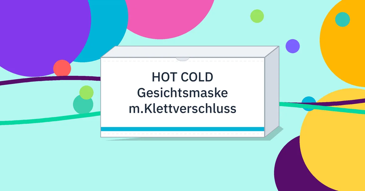 Symbolbild: Packung mit der Aufschrift HOT COLD Gesichtsmaske m.Klettverschluss (PZN 07631092) – Verfügbarkeit und Bezug in Apotheken in Frankfurt am Main